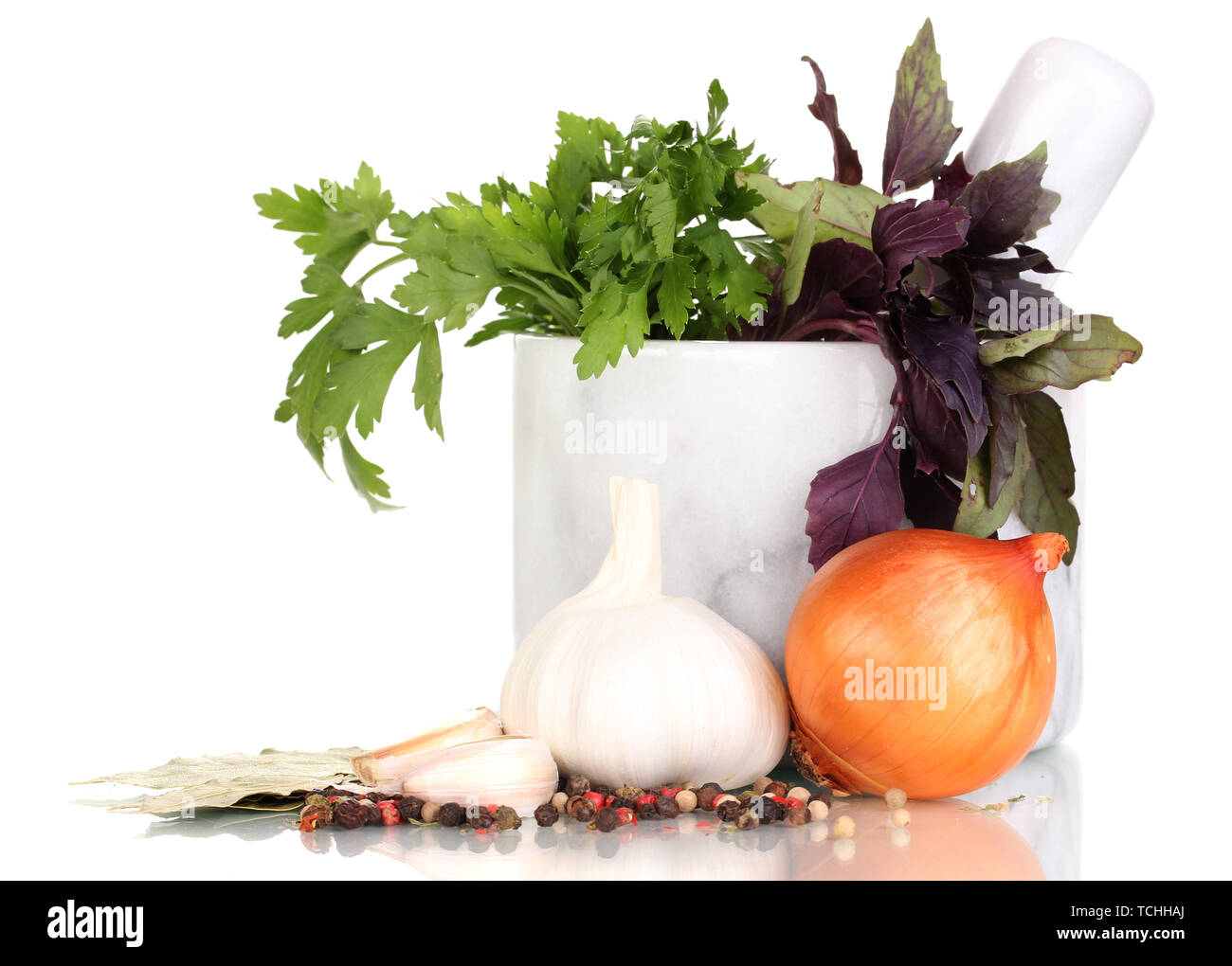 Set of ingredients and spice for cooking isolated on white Stock Photo ...