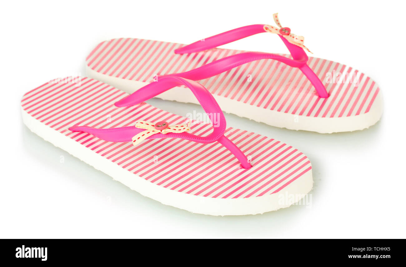 pink beach shoes isolated on white Stock Photo - Alamy