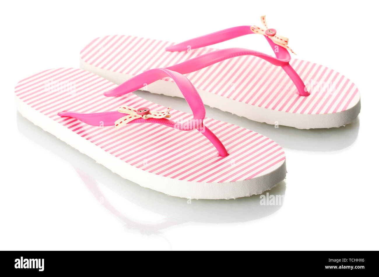 pink beach shoes isolated on white Stock Photo - Alamy