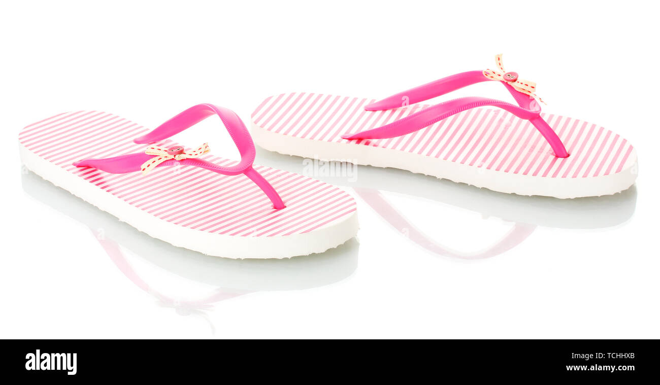 pink beach shoes isolated on white Stock Photo - Alamy