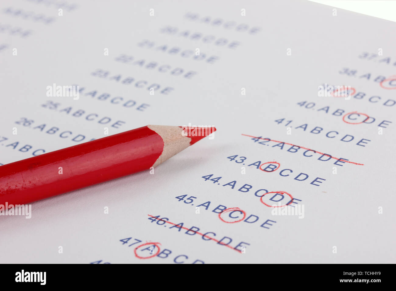 Answers to test questions close-up Stock Photo - Alamy