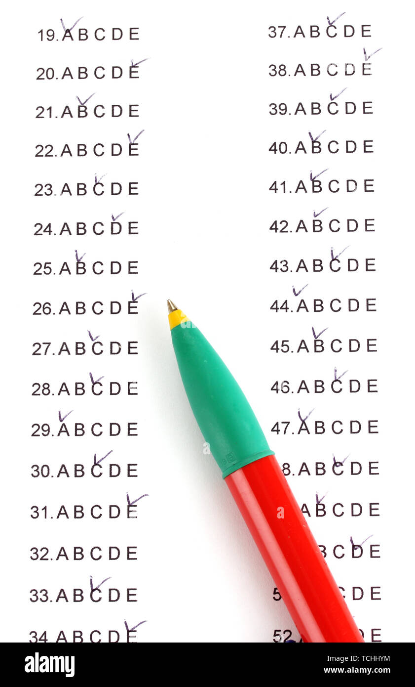 Answers to test questions close-up Stock Photo - Alamy