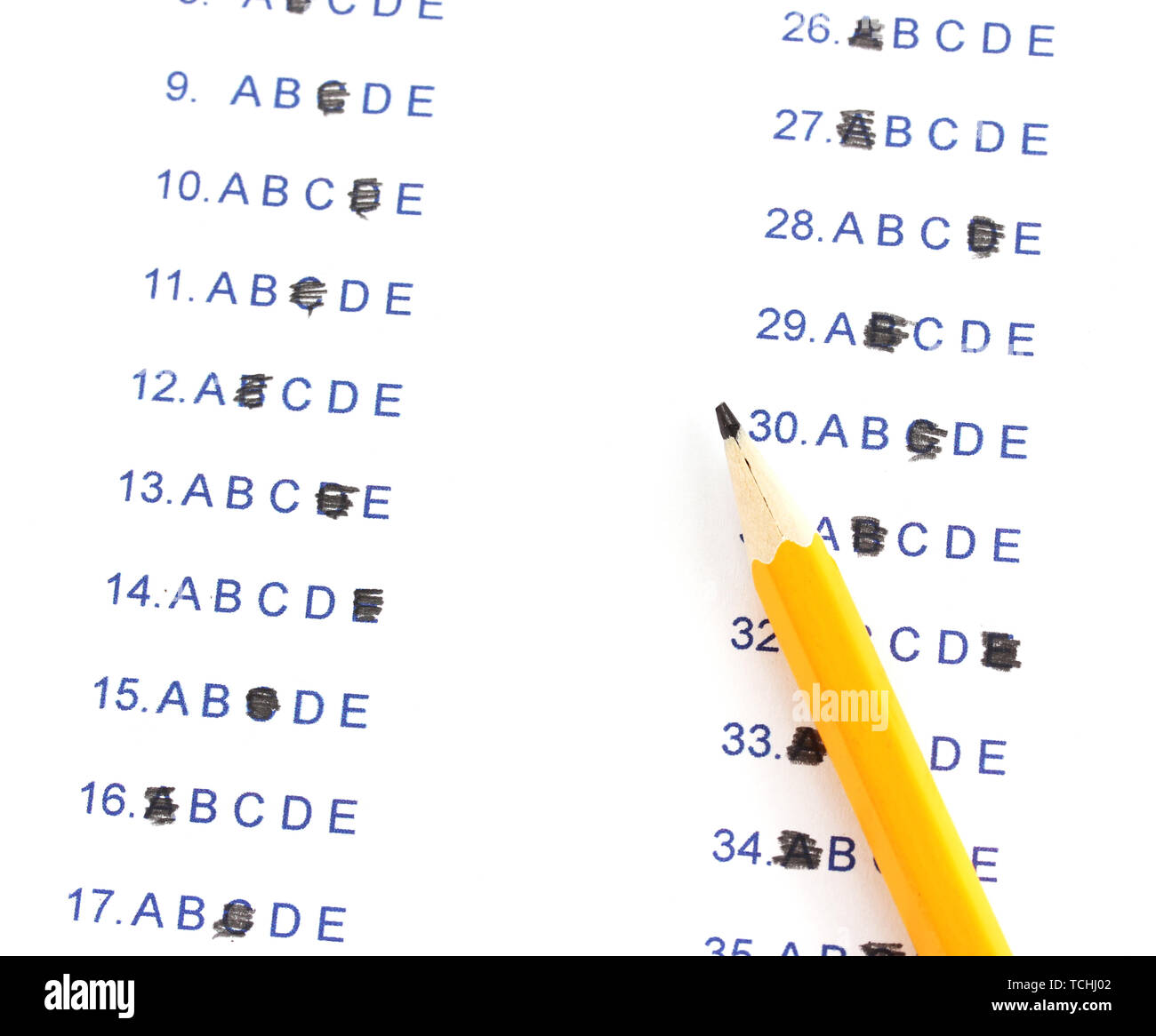 Answer sheet with pencil Cut Out Stock Images & Pictures - Alamy