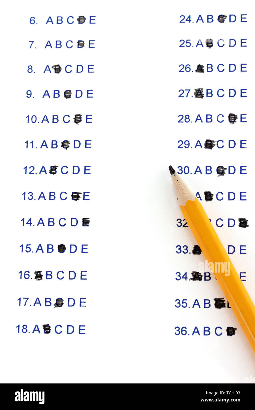 Answers to test questions close-up Stock Photo - Alamy