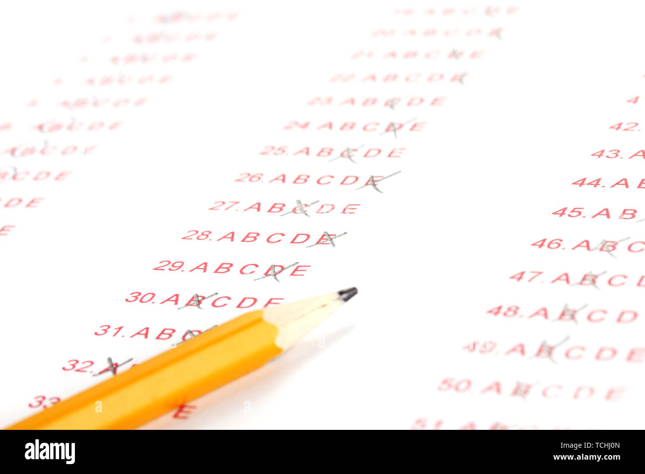 Answers to test questions close-up Stock Photo - Alamy