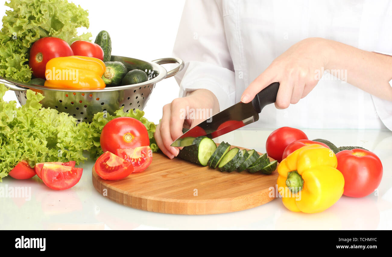 woman hands cutting vegetables on kitchen blackboard Stock Photo - Alamy