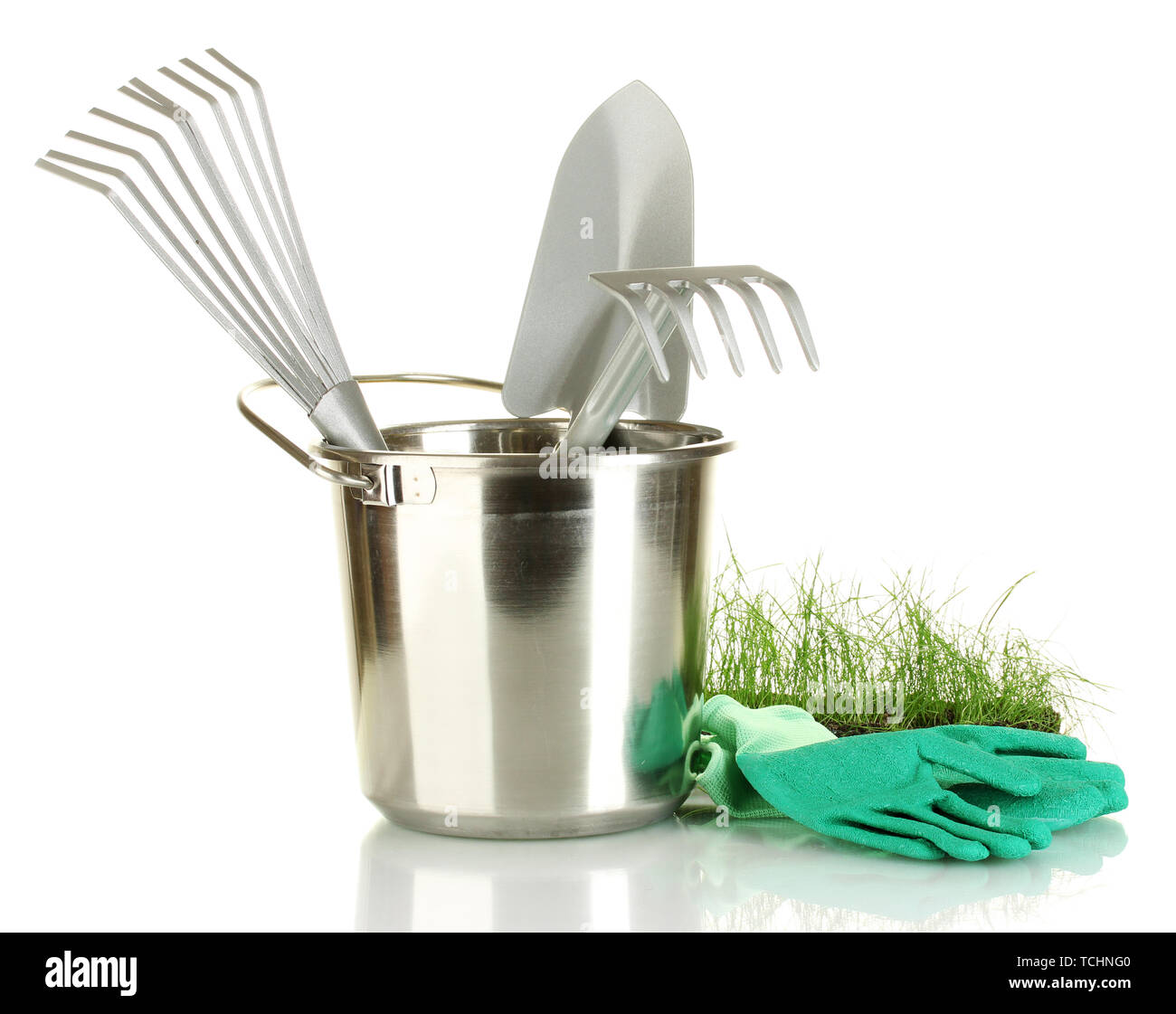 garden tools isolated on white Stock Photo - Alamy