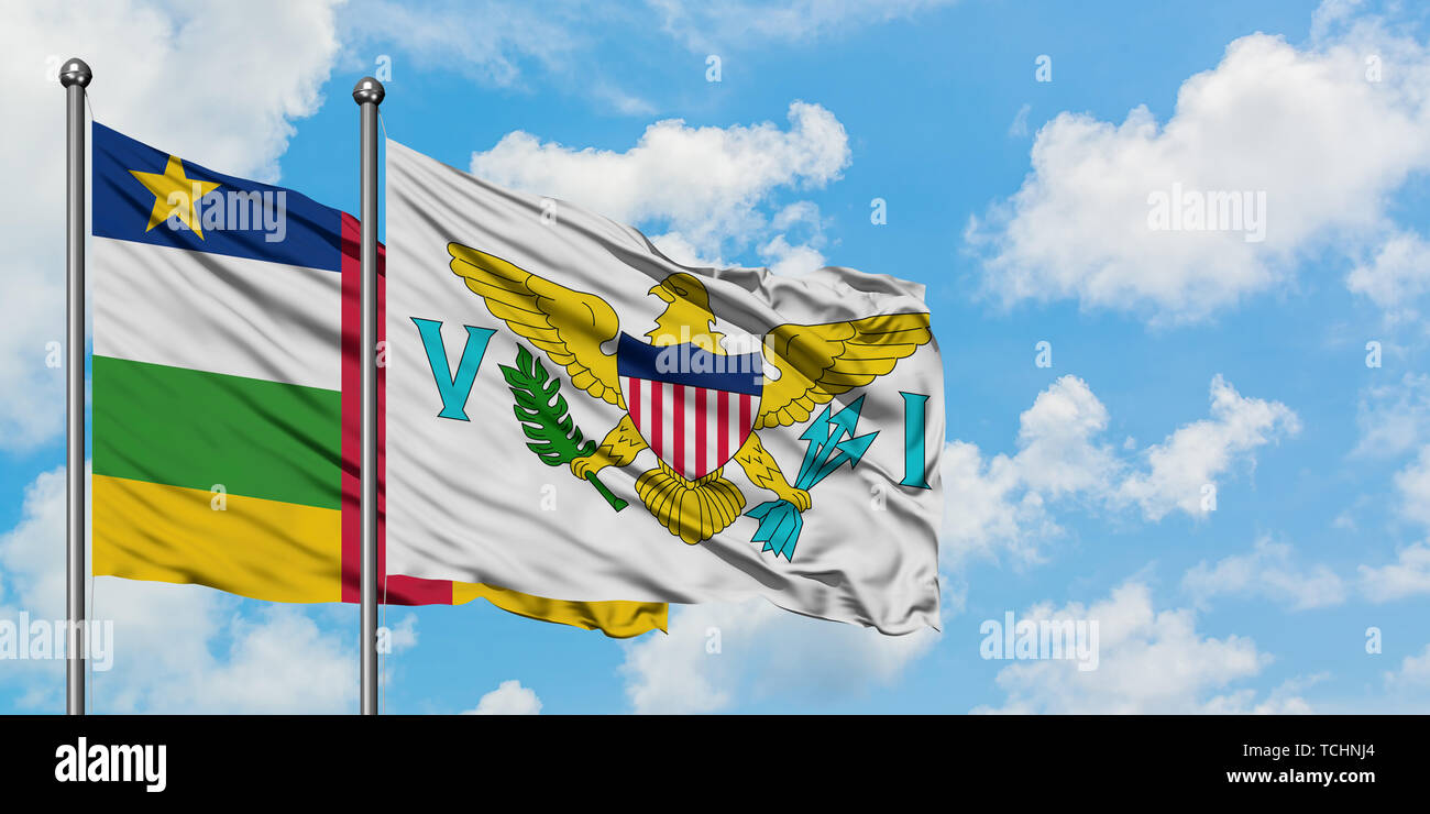 Central African Republic and United States Virgin Islands flag waving ...