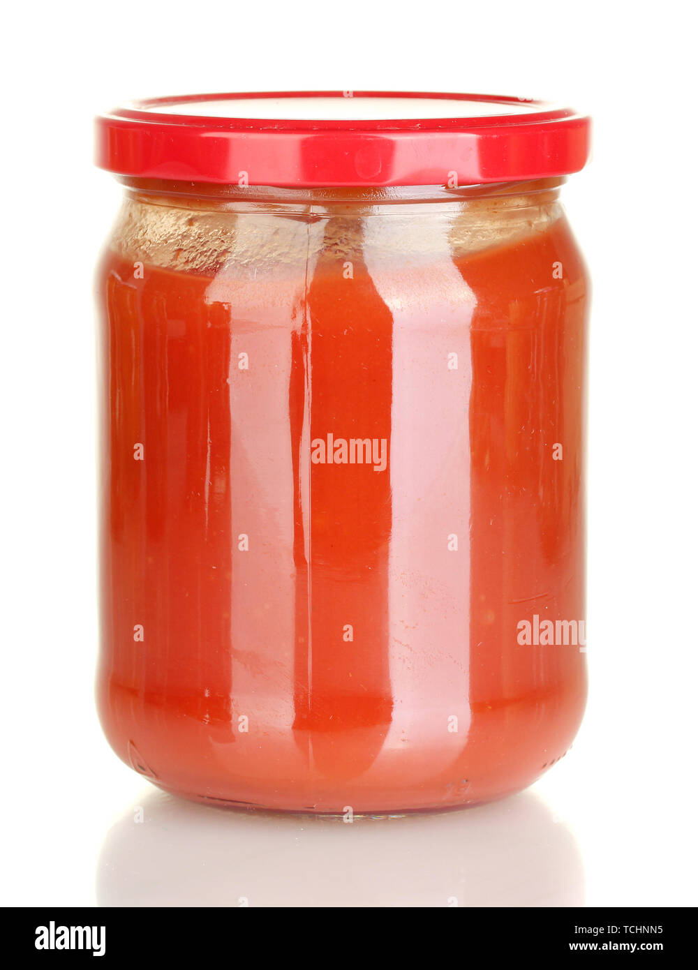 Jar with tomato paste isolated on white Stock Photo - Alamy