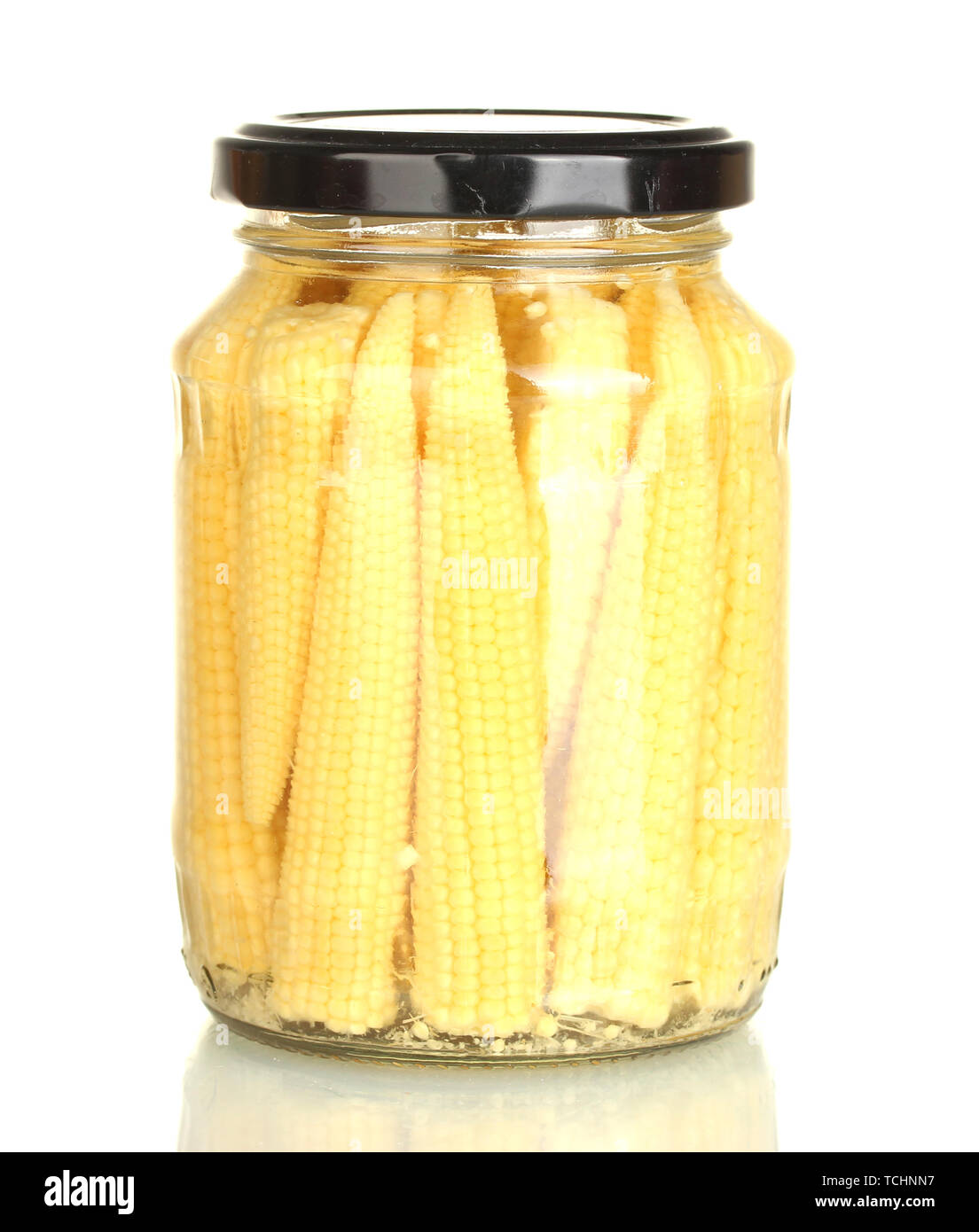 Jar of canned corn isolated on white Stock Photo - Alamy