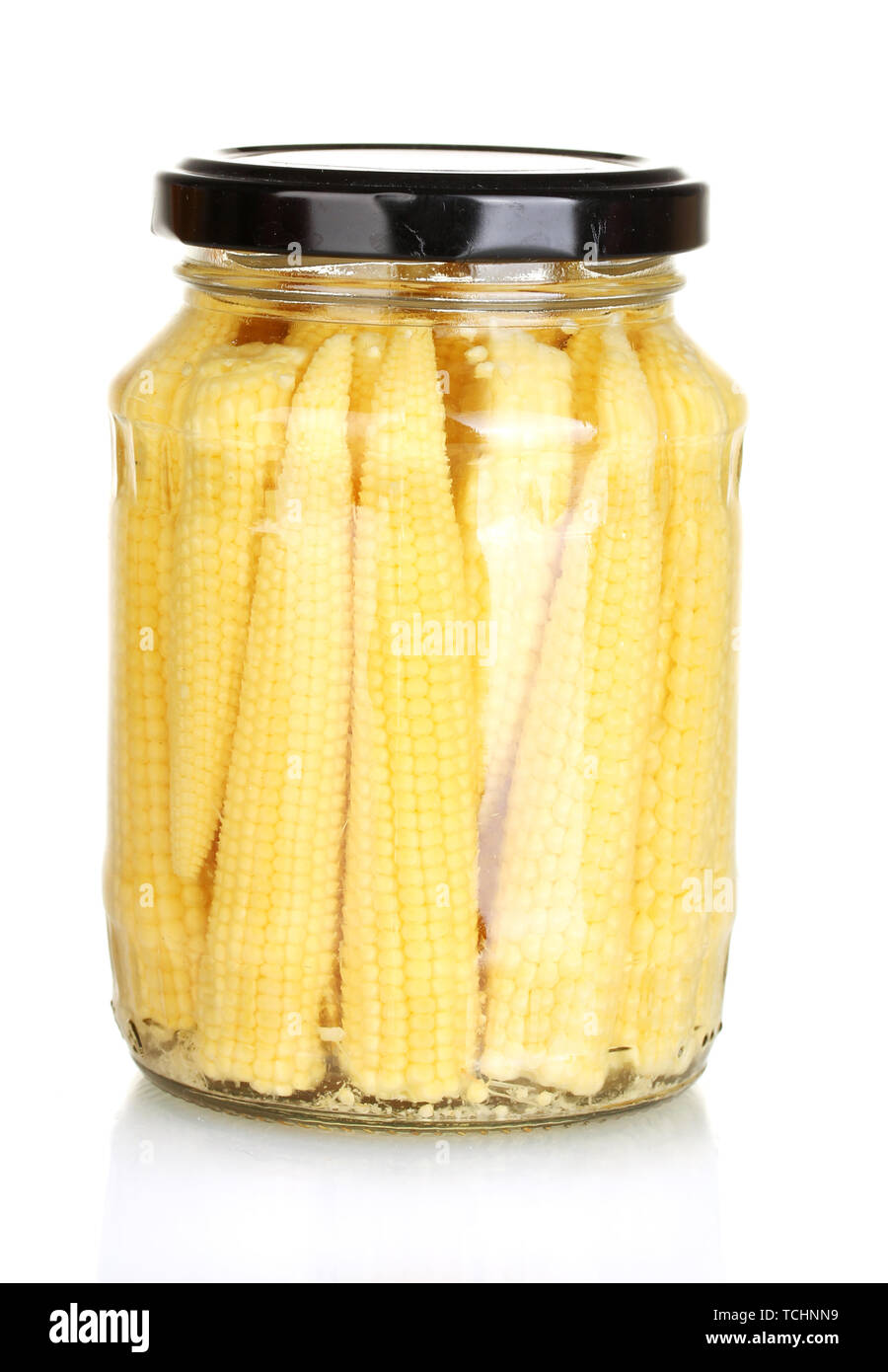 Jar of canned corn isolated on white Stock Photo - Alamy