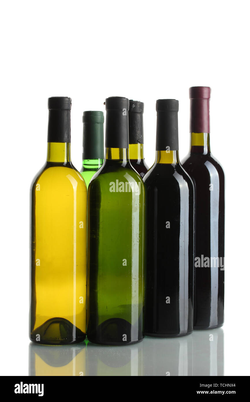 bottles of wine isolated on white Stock Photo - Alamy