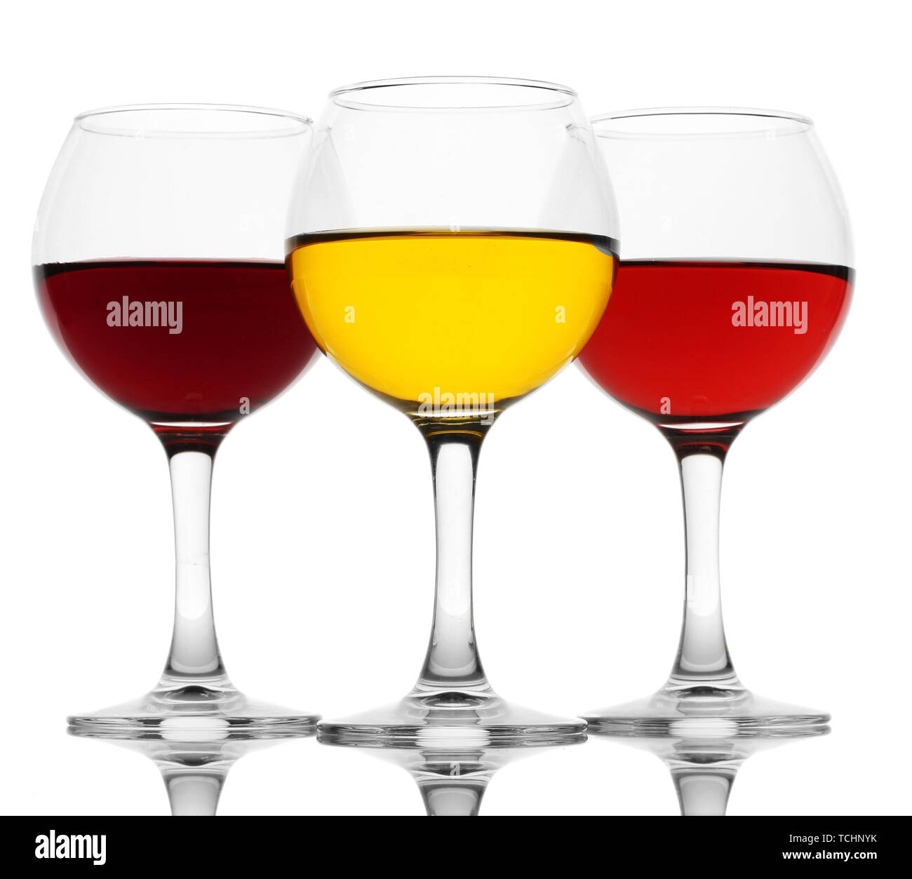 three glasses of wine isolated on white Stock Photo - Alamy