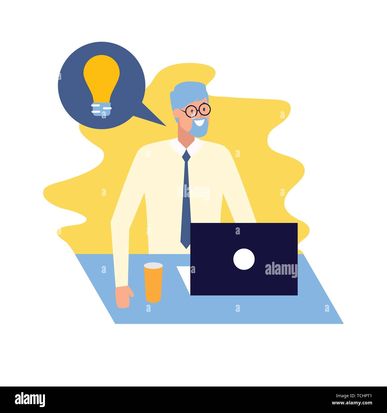 Businessman sitting desk drink Stock Vector Images - Alamy