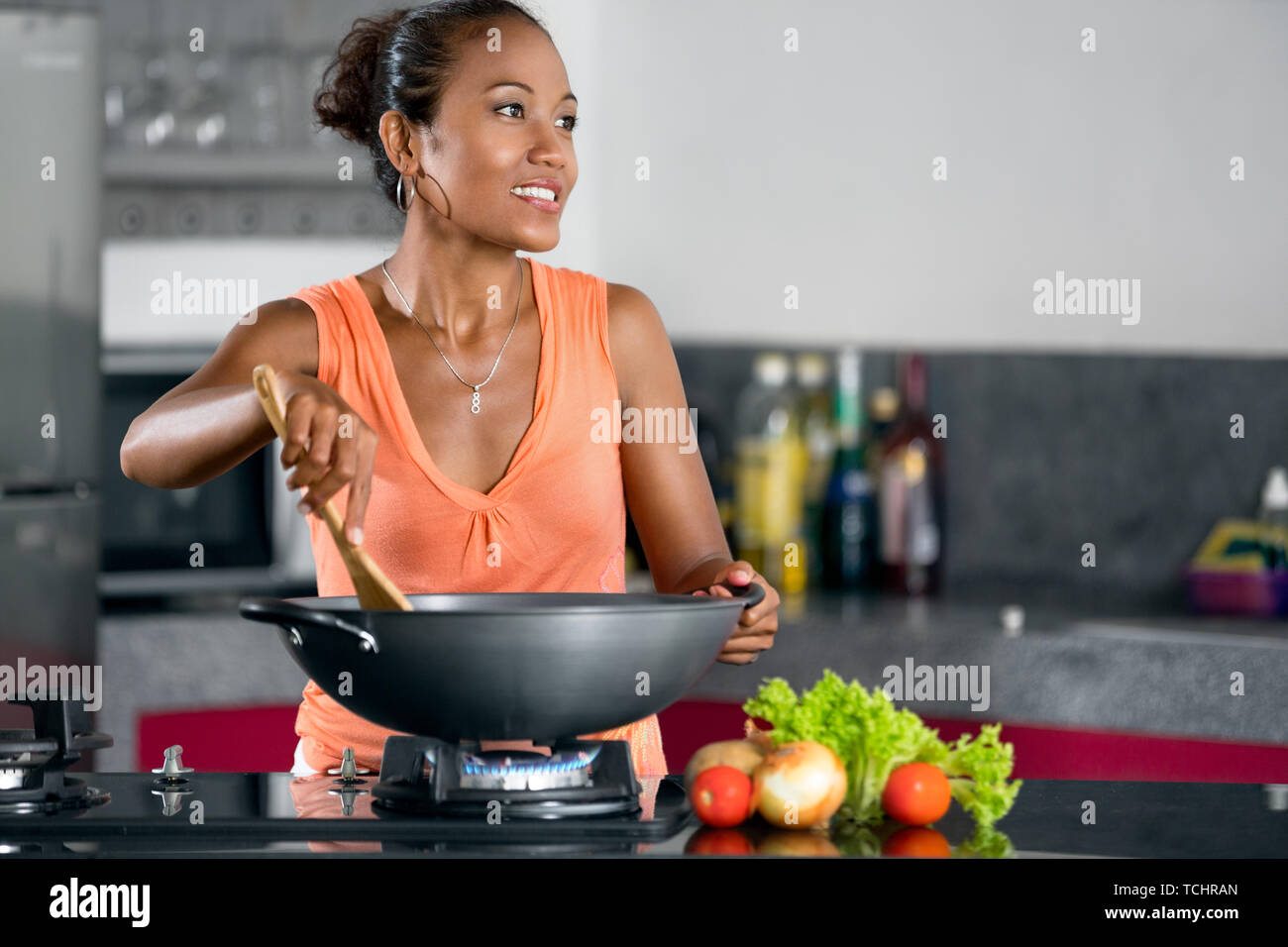 Asian female chef kitchen hi-res stock photography and images - Alamy
