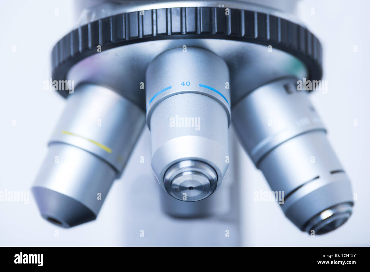 Microscope close-up photo. Microscope with multiple eyepieces Stock ...