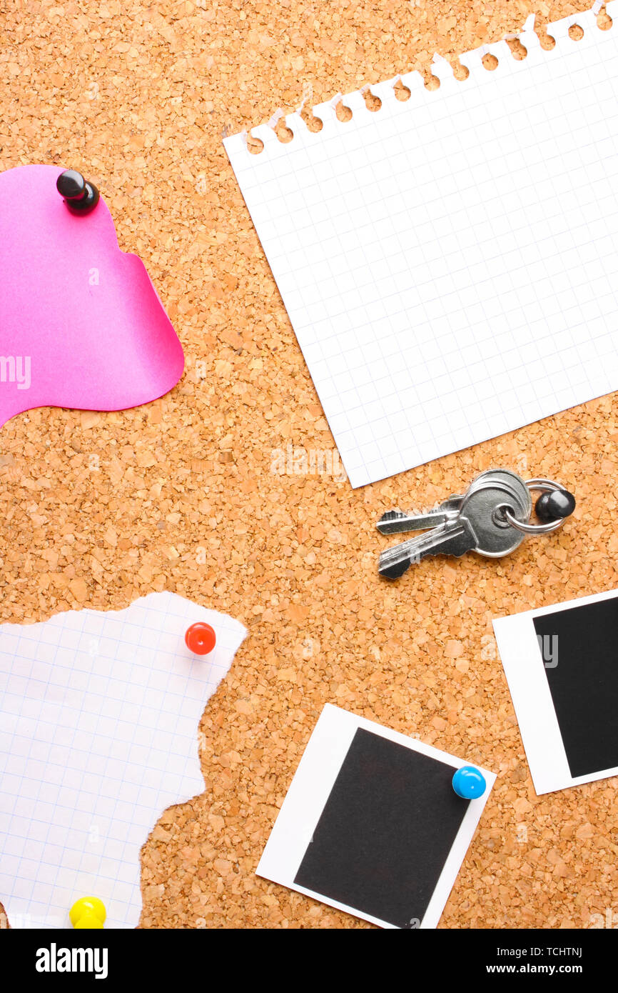 Cork board with notes Stock Photo - Alamy