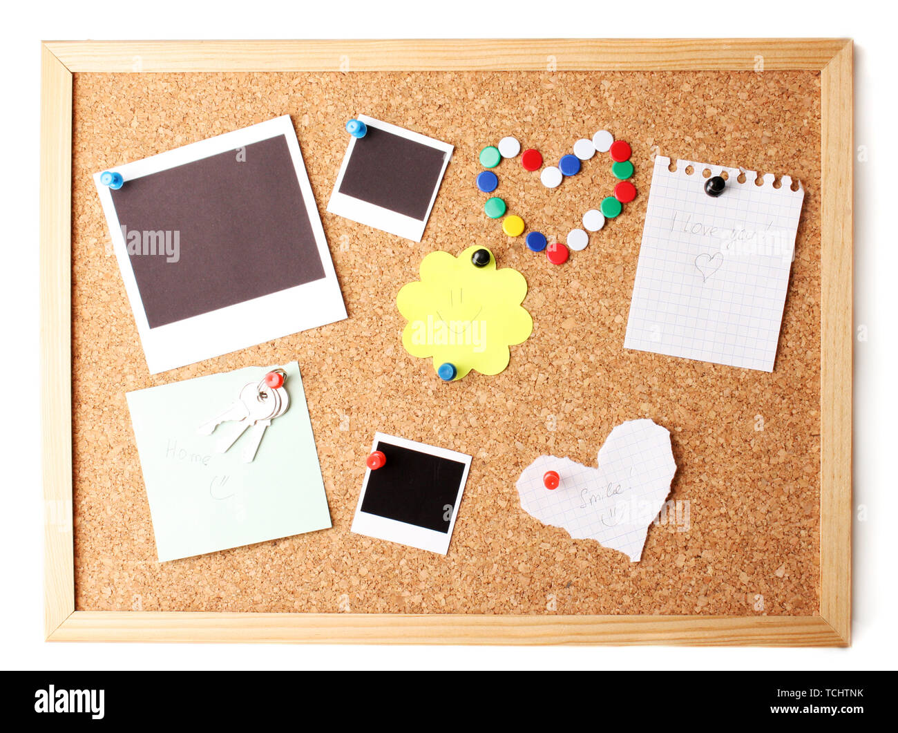 Cork board with notes Stock Photo - Alamy