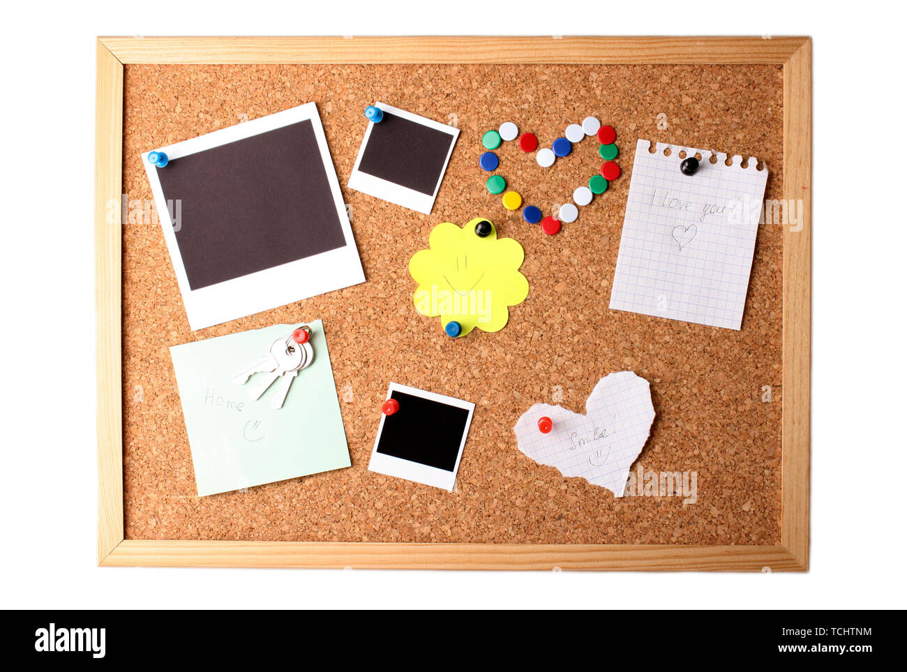 Cork board with notes Stock Photo - Alamy