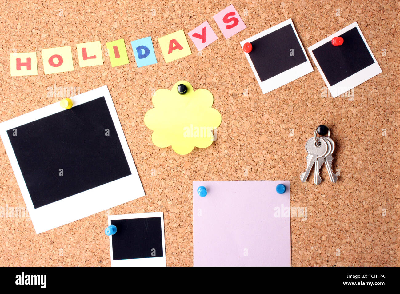 Cork board with notes Stock Photo - Alamy