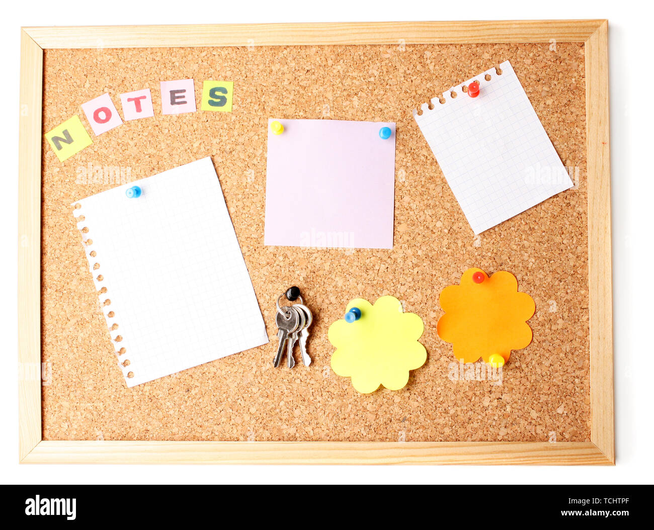 Cork board with notes Stock Photo - Alamy