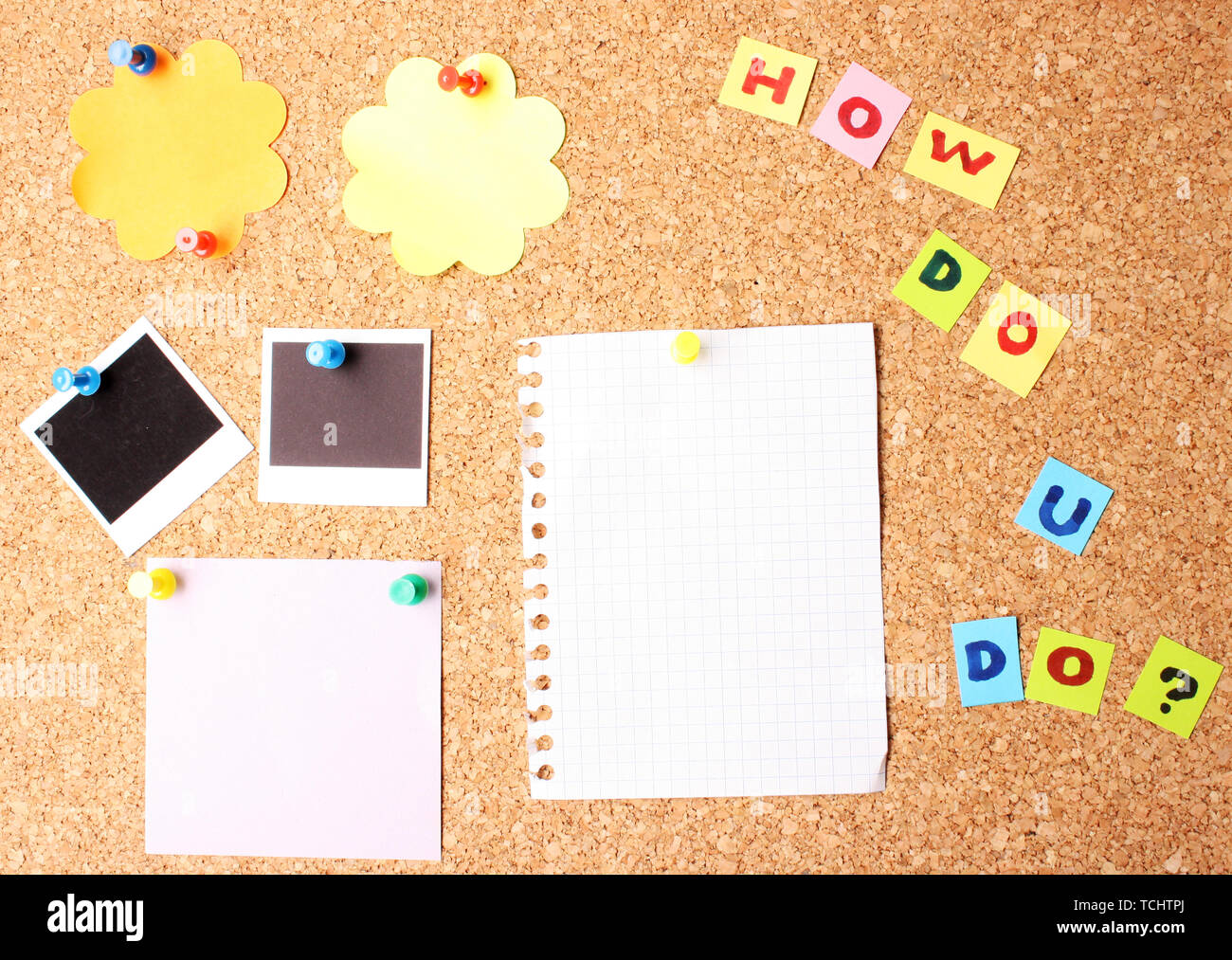 Cork board with notes Stock Photo - Alamy