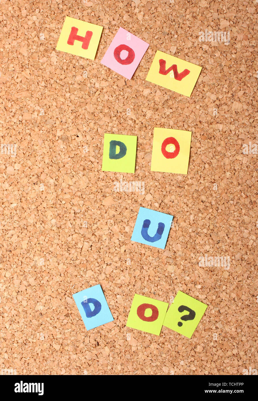 Cork board with how do u do Stock Photo - Alamy