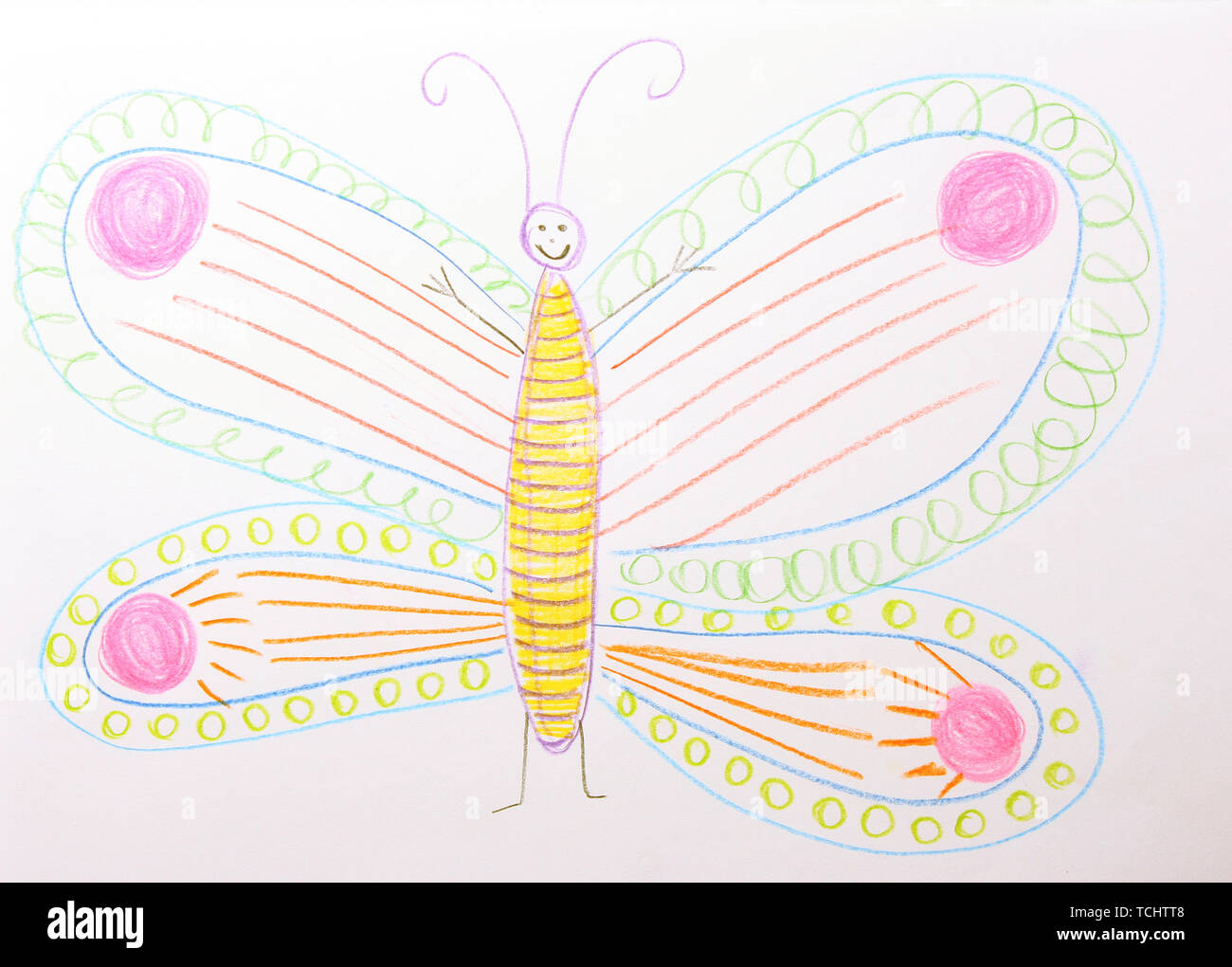 Children's drawing of butterfly Stock Photo - Alamy