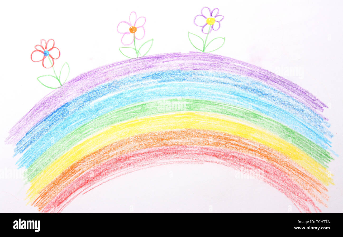 Children's drawing of rainbow Stock Photo - Alamy