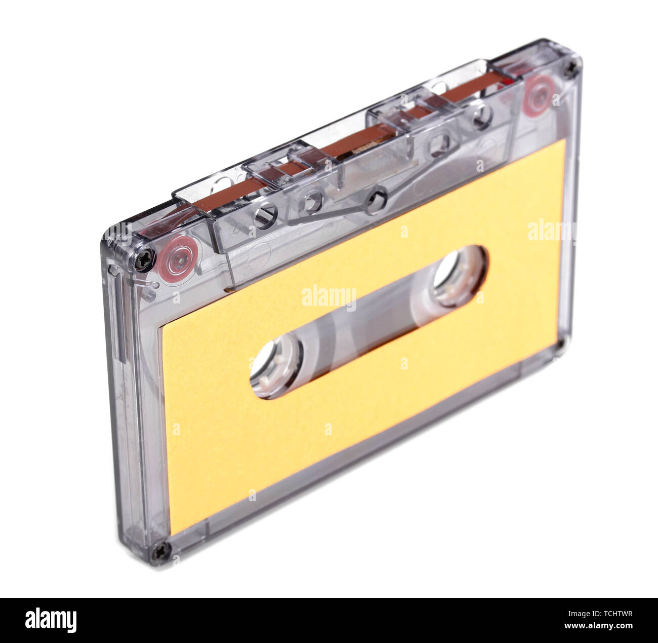 Audio cassette with color label isolated on white Stock Photo - Alamy