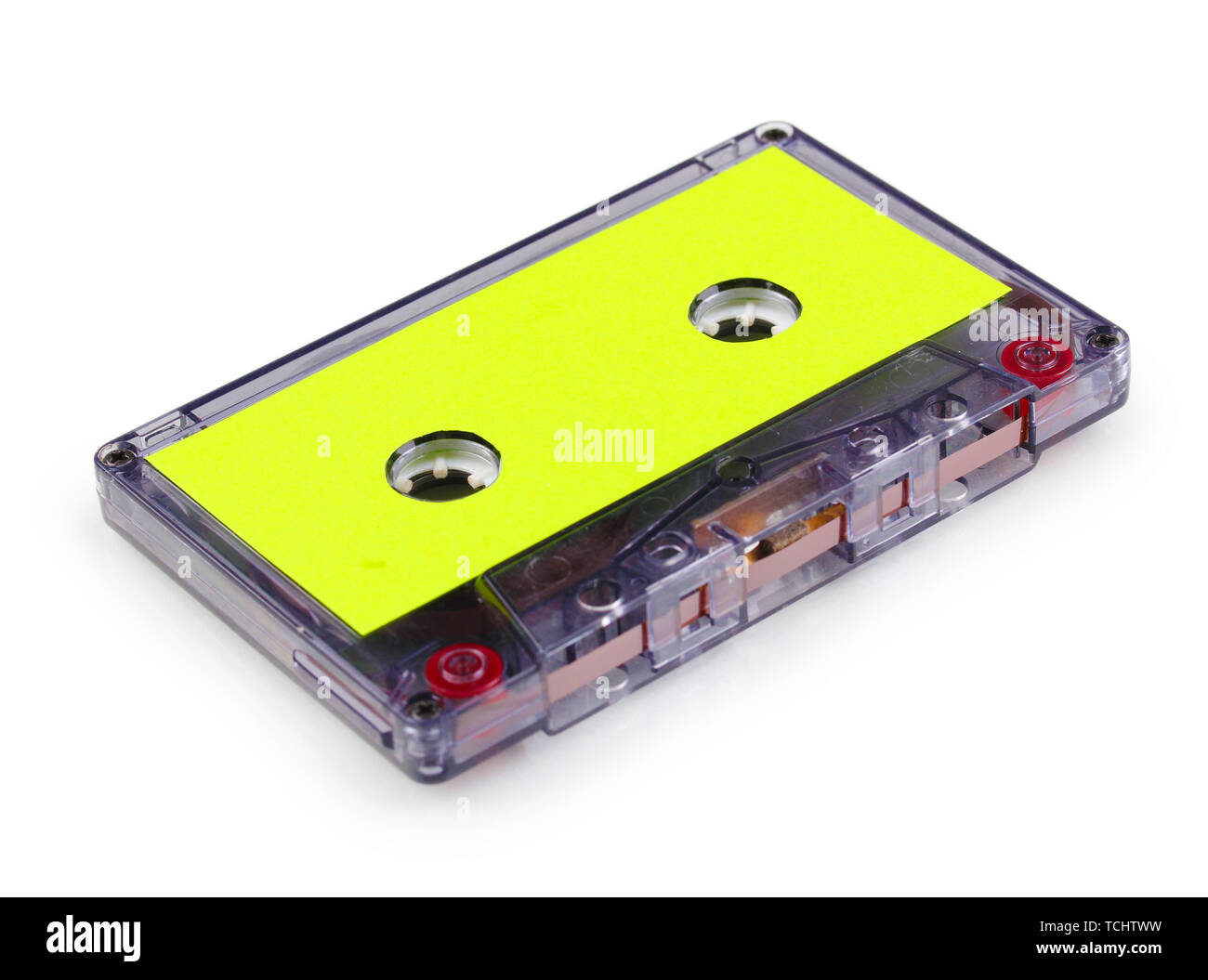 Audio cassette with color label isolated on white Stock Photo - Alamy
