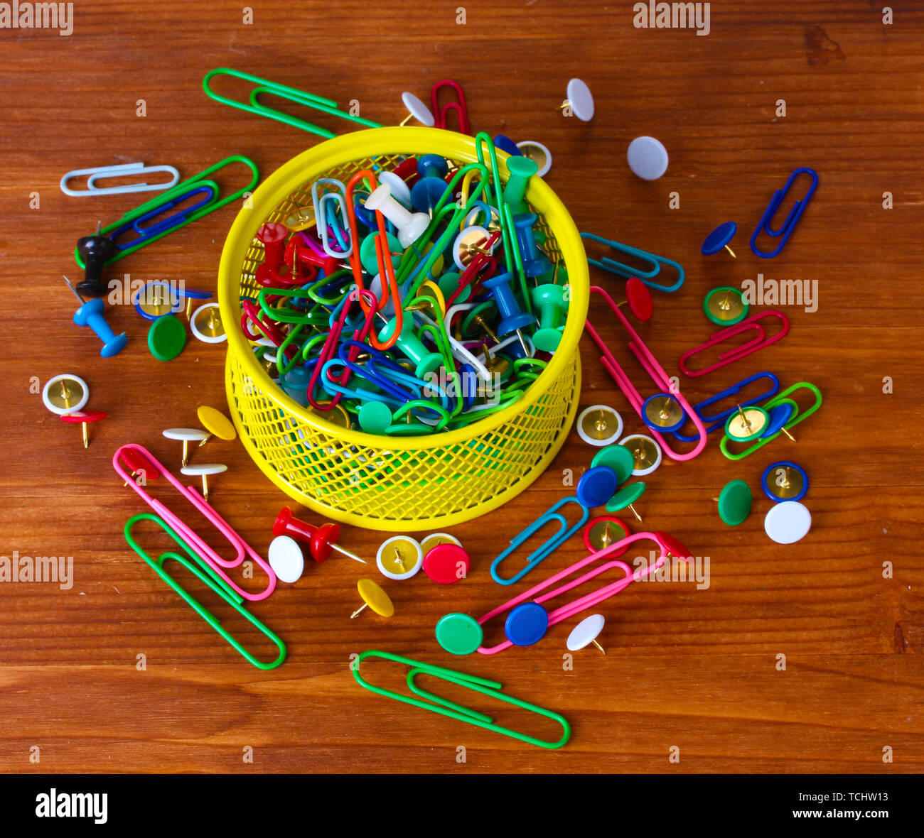 Container yellow paper clips hi-res stock photography and images - Alamy