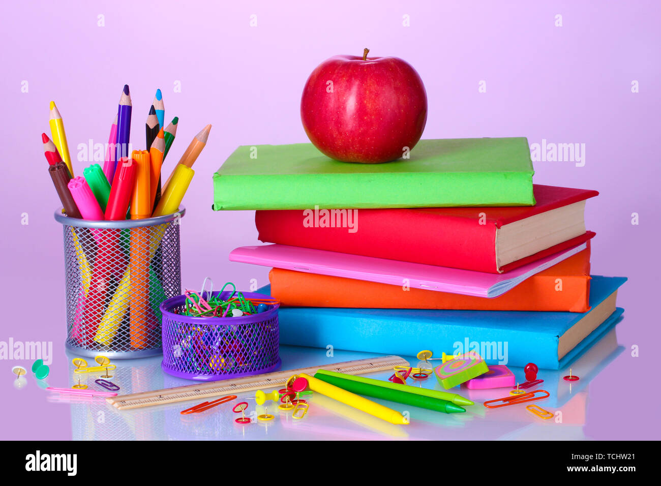 Many bright colorful books hi-res stock photography and images - Alamy