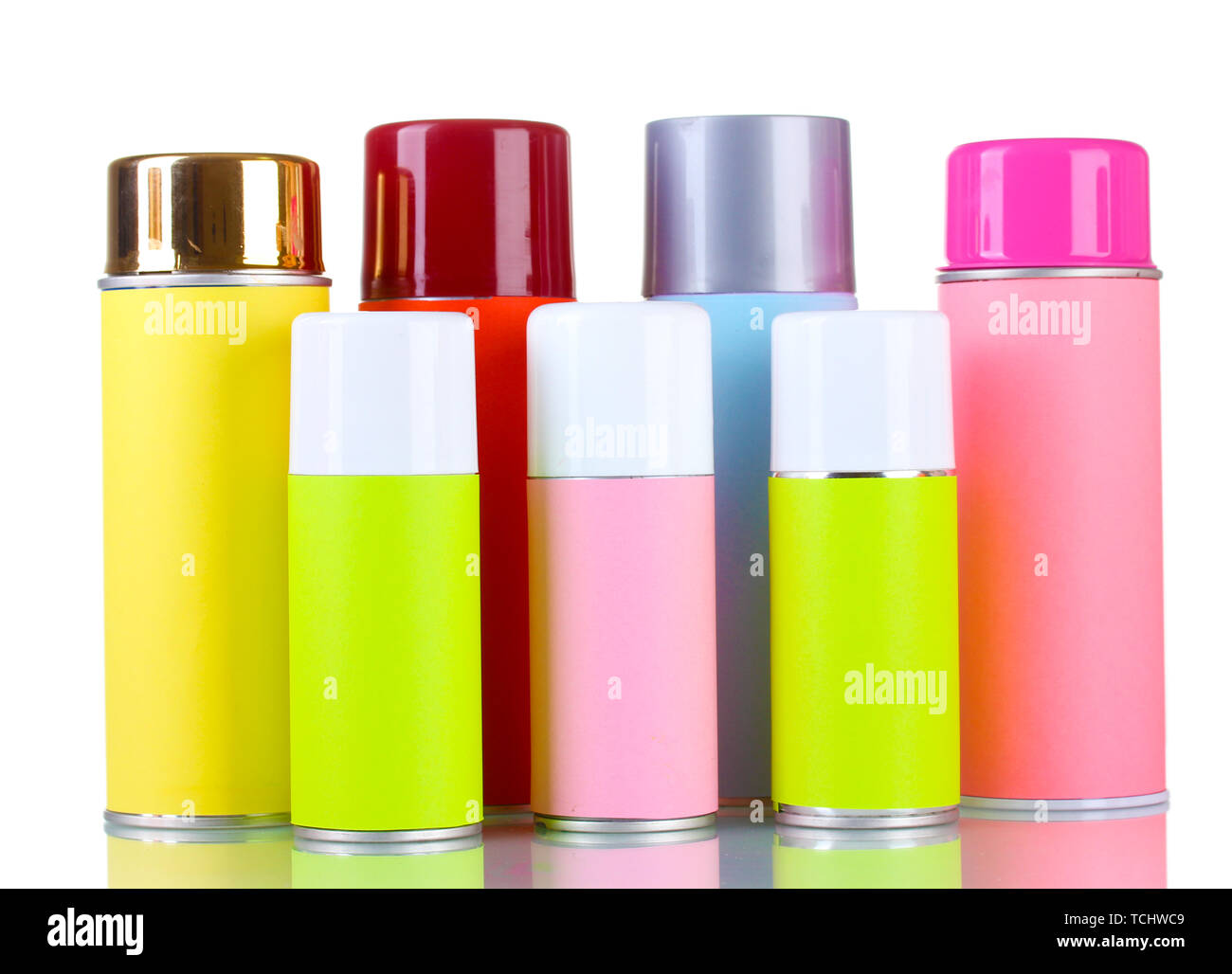 aerosol cans isolated on white Stock Photo - Alamy