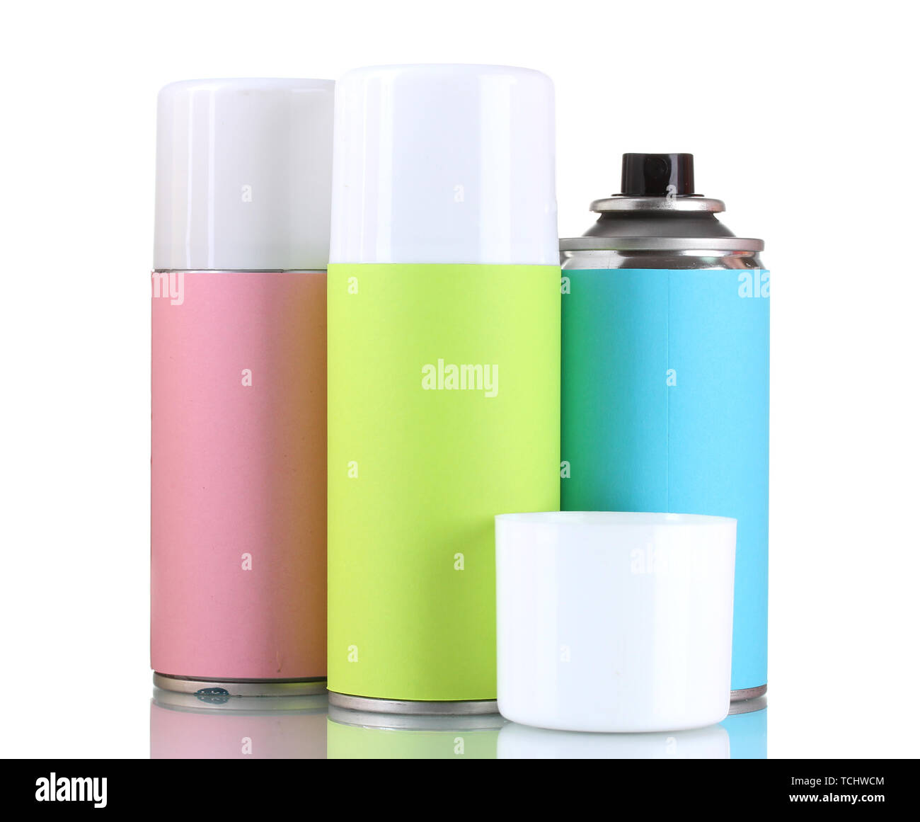 aerosol cans isolated on white Stock Photo - Alamy