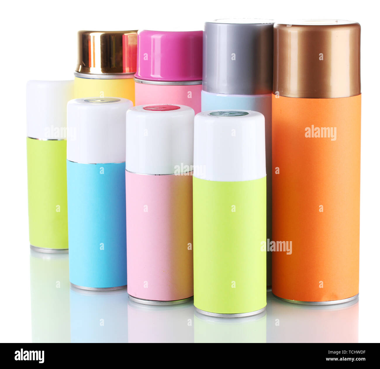 aerosol cans isolated on white Stock Photo - Alamy