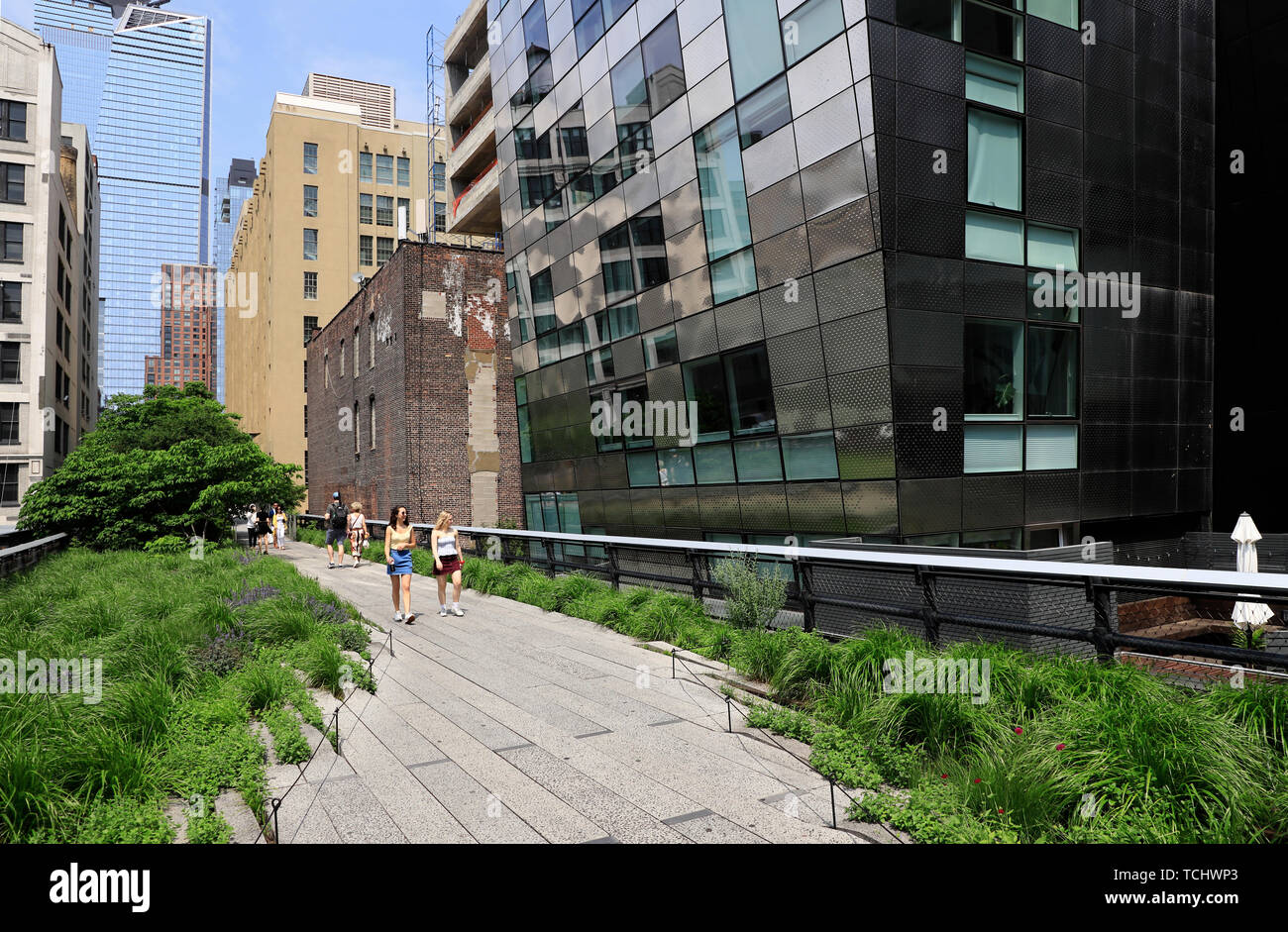 The High Line Park with visitors.Manhattan. New York City.USA Stock ...
