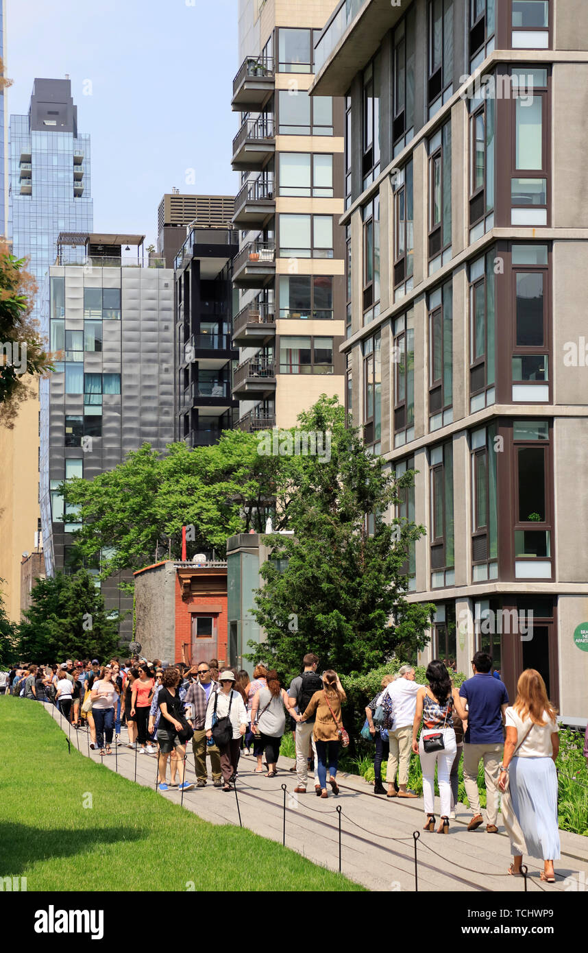 The High Line Park with visitors.Manhattan. New York City.USA Stock ...