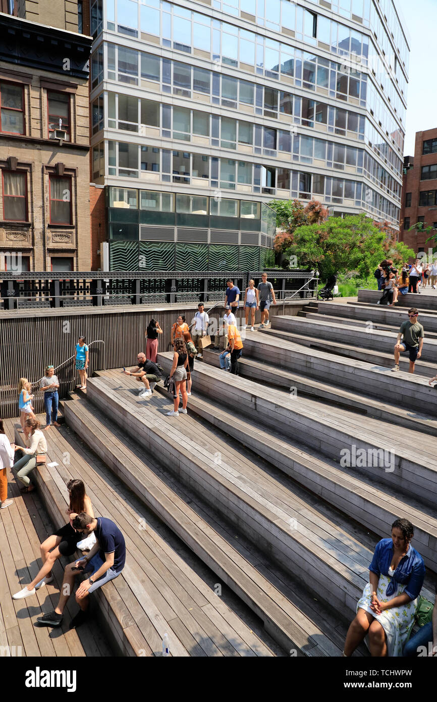 The High Line Park with visitors.Manhattan. New York City.USA Stock ...