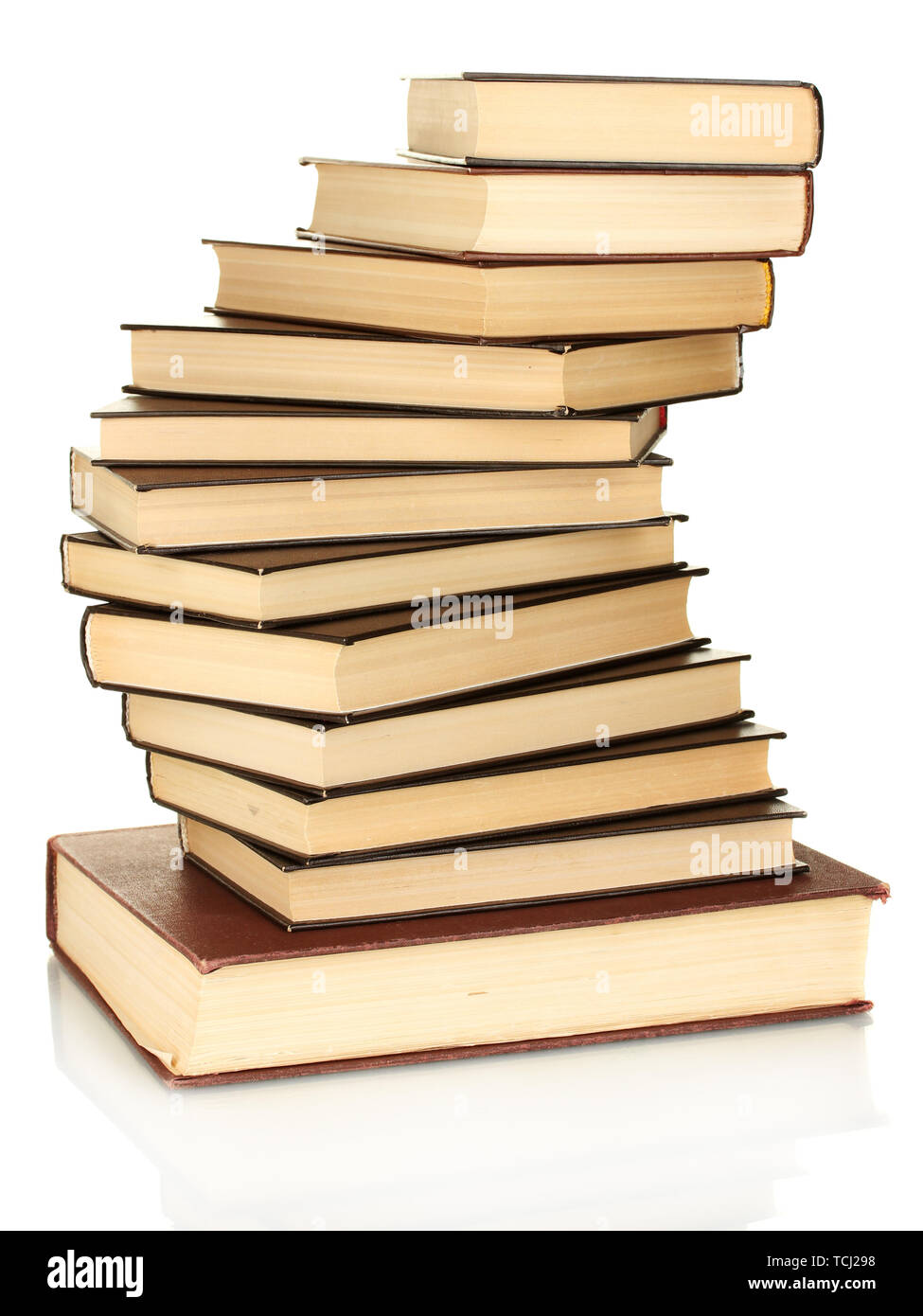 tower of books isolated on white background Stock Photo - Alamy