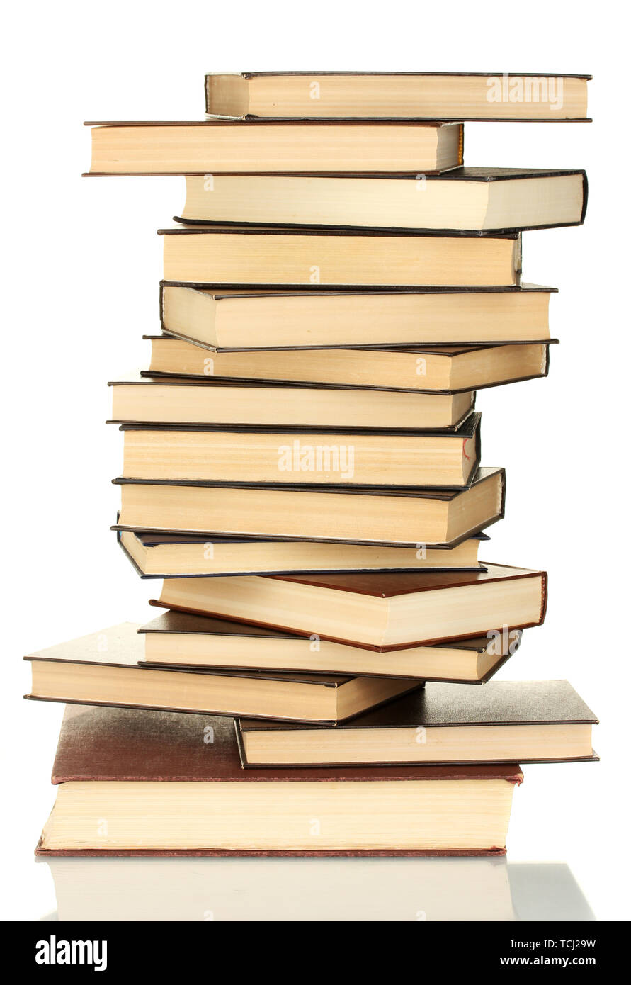 tower of books isolated on white background Stock Photo - Alamy
