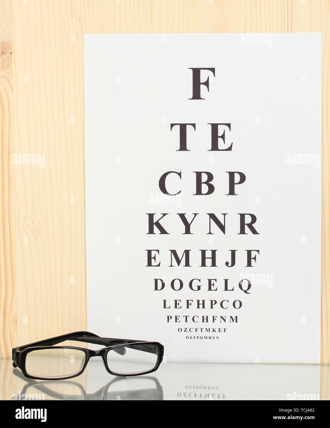 Eyesight test chart with glasses close-up Stock Photo - Alamy