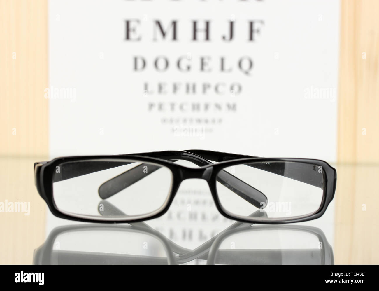 Eyesight test chart with glasses close-up Stock Photo - Alamy