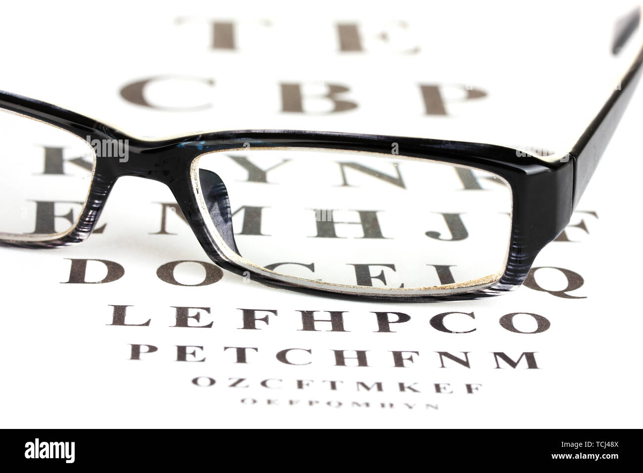 Eyesight test chart with glasses close-up Stock Photo - Alamy