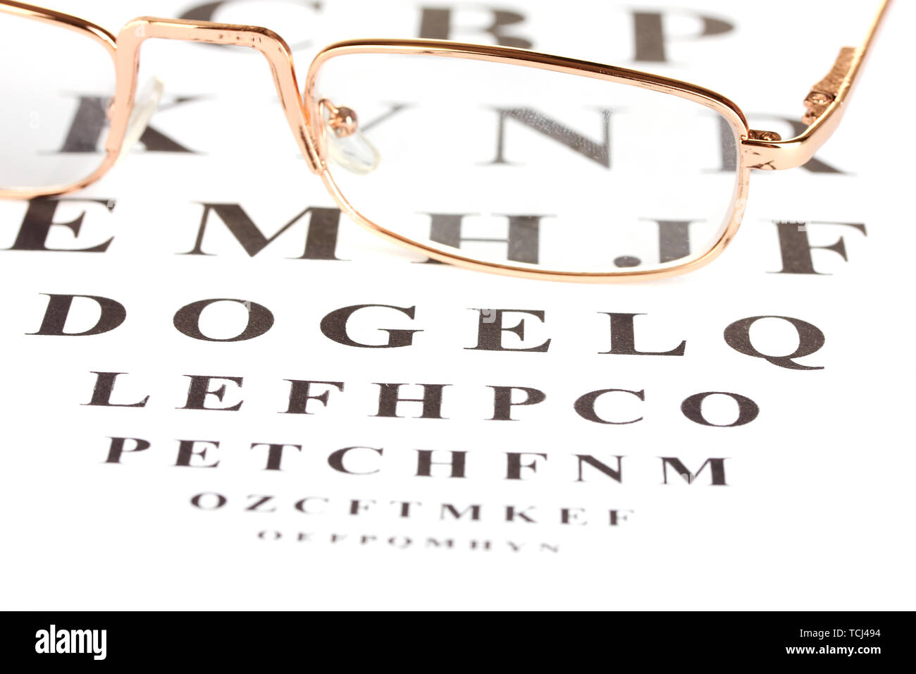 Eyesight test chart with glasses close-up Stock Photo - Alamy