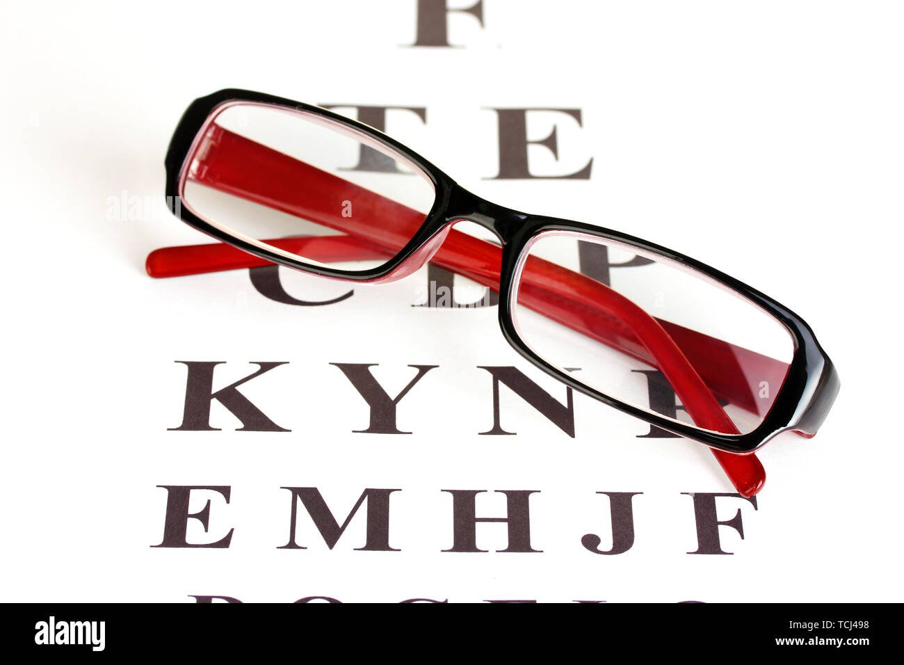 Eyesight test chart with glasses close-up Stock Photo - Alamy