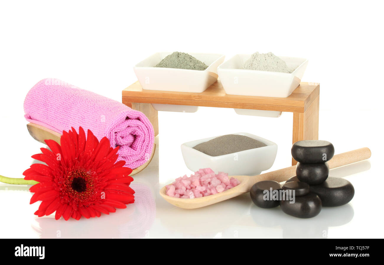 cosmetic clay for spa treatments on white background Stock Photo - Alamy