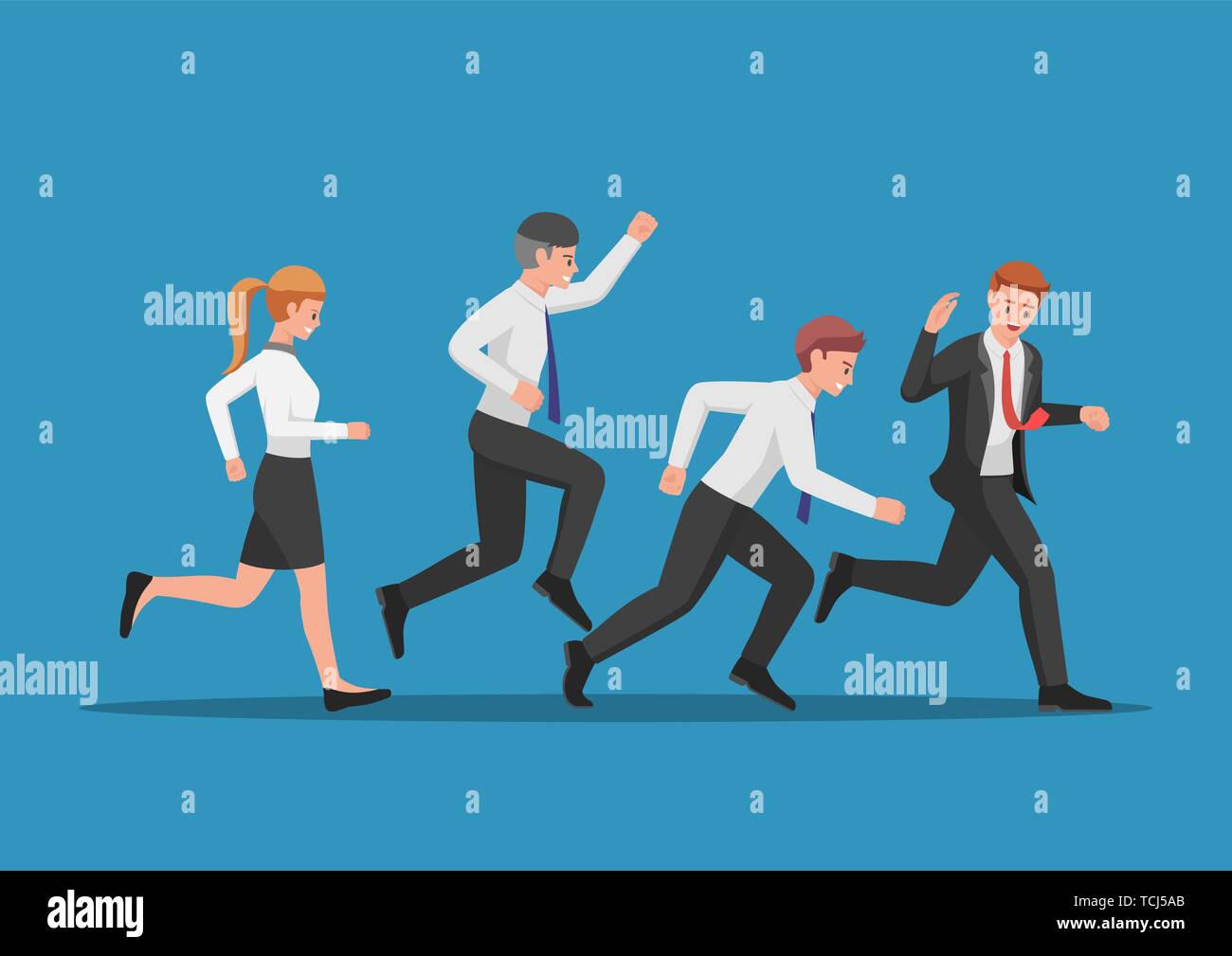 Business team run follow leader. Teamwork and leadership concept Stock ...