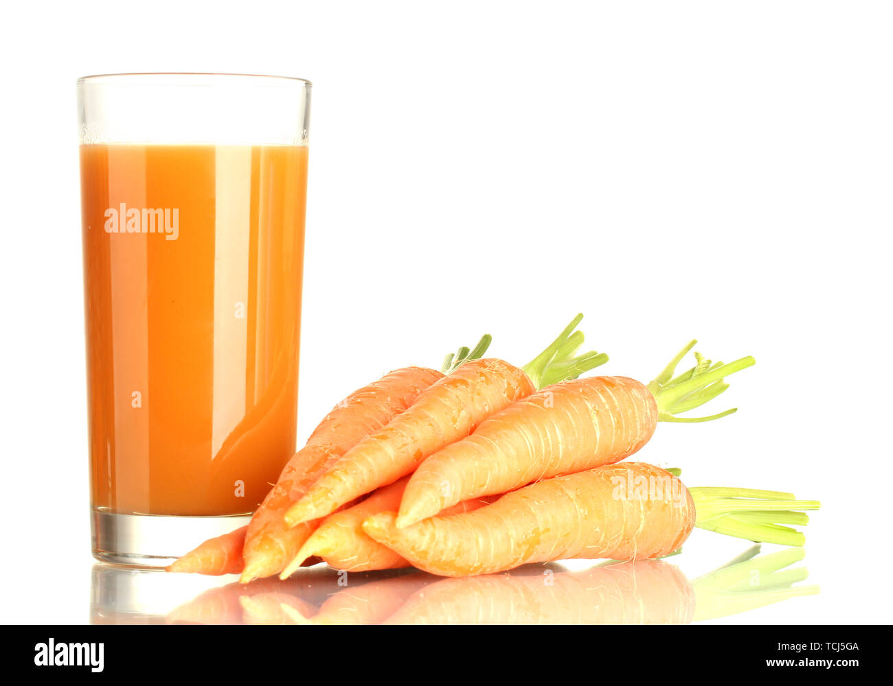 glass of carrot juice and fresh carrots isolated on white Stock Photo ...