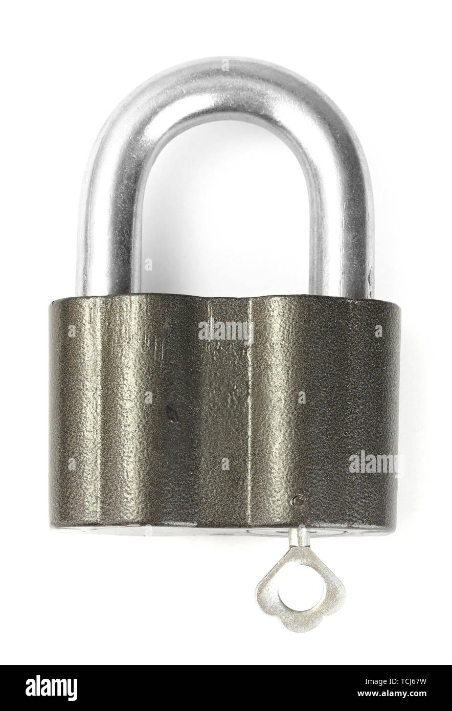 old padlock with key isolated on white background Stock Photo - Alamy